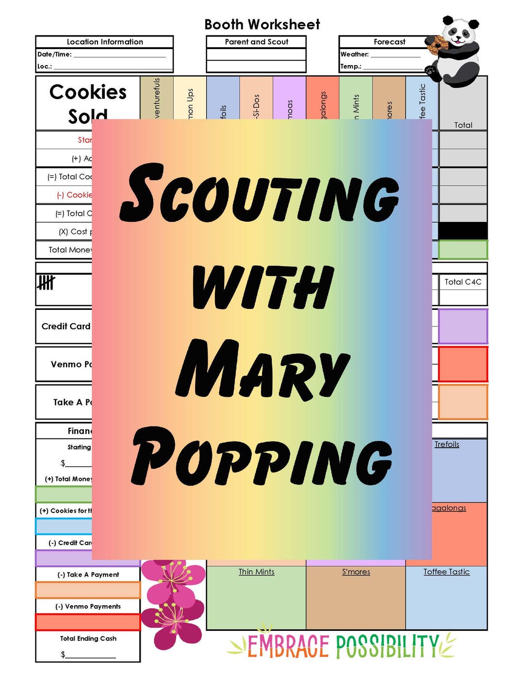 Girl Scout Cookie Booth Worksheet - Etsy