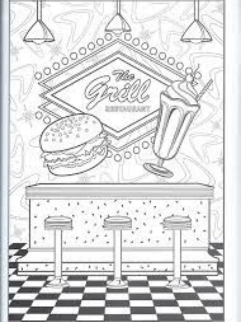 1950s Diner Themed Coloring Pages *digital Download * - Etsy