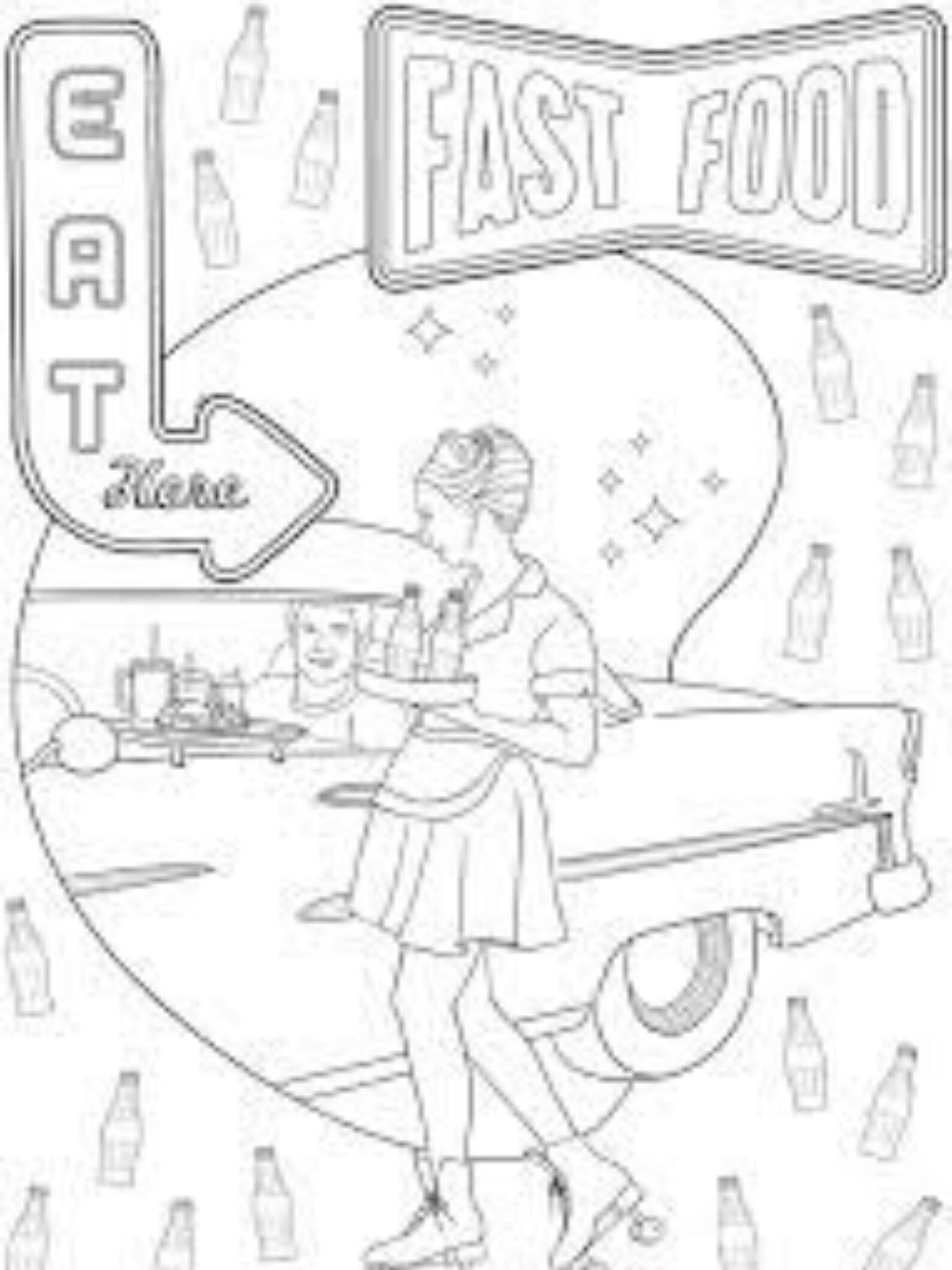 1950s Diner Themed Coloring Pages *digital Download * - Etsy