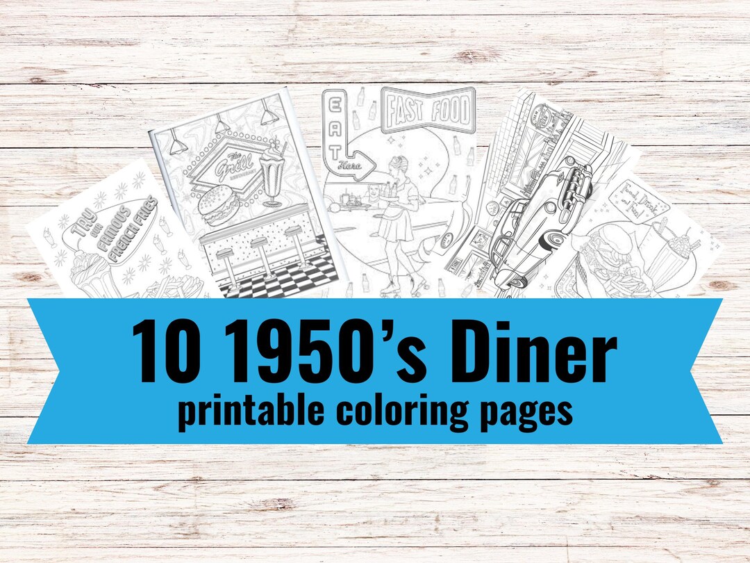 1950s Diner Themed Coloring Pages *digital Download * - Etsy