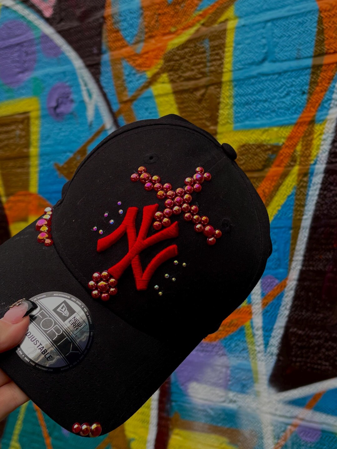Custom New Era Red Pearl Cap - Etsy