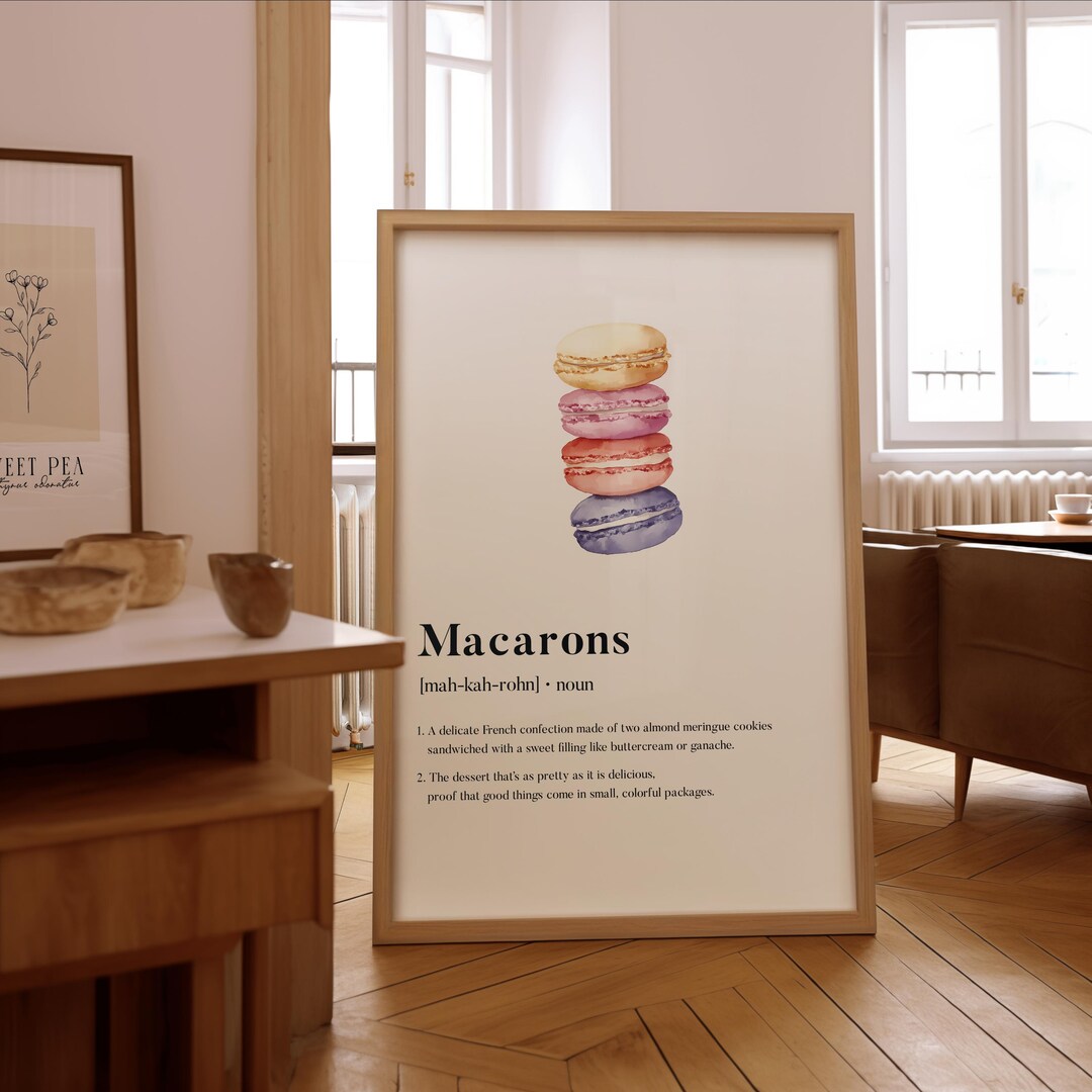 Macarons Definition Print – Gourmet Kitchen Wall Art – Framed or ...