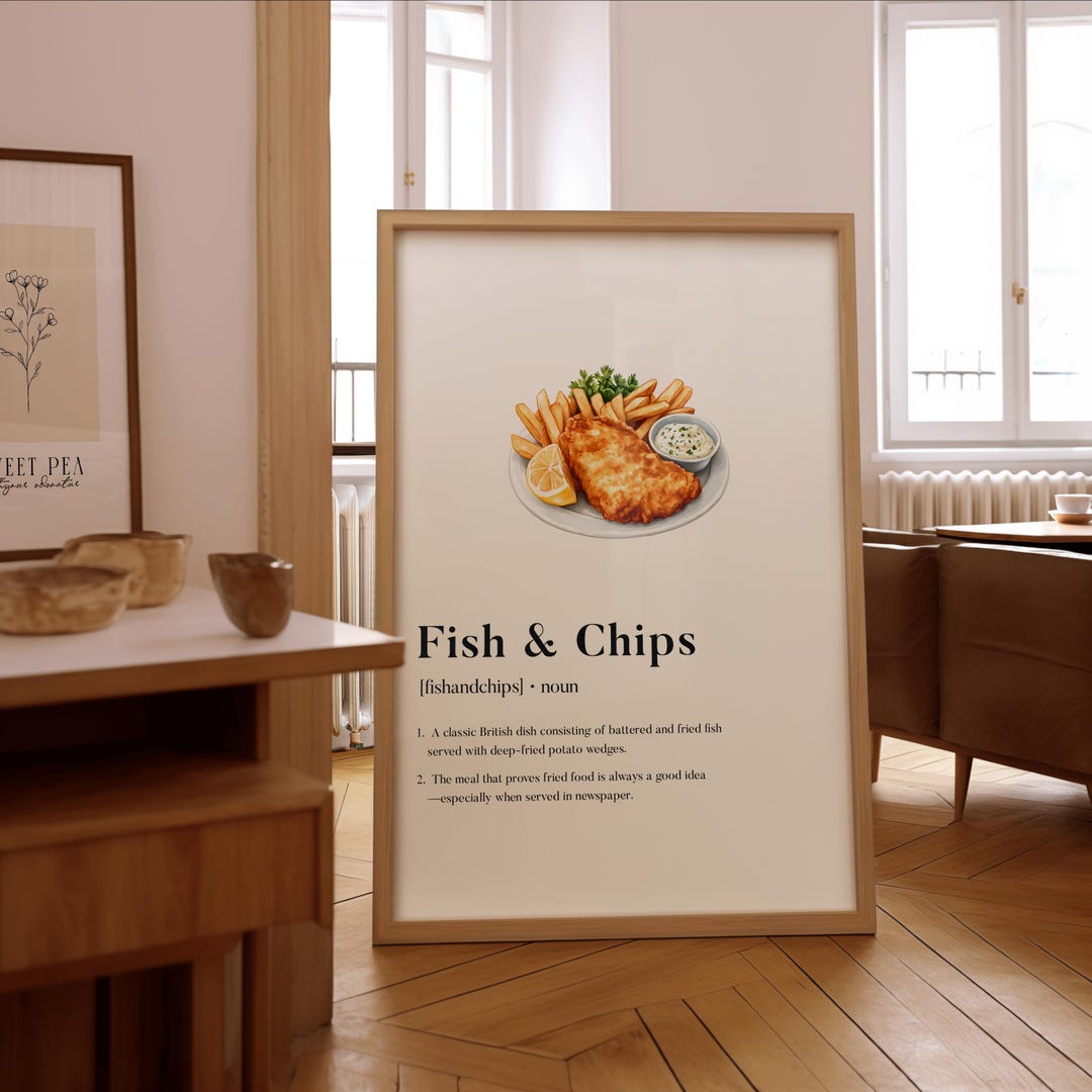 Fish and Chips Definition Print – Gourmet Kitchen Wall Art – Framed or ...