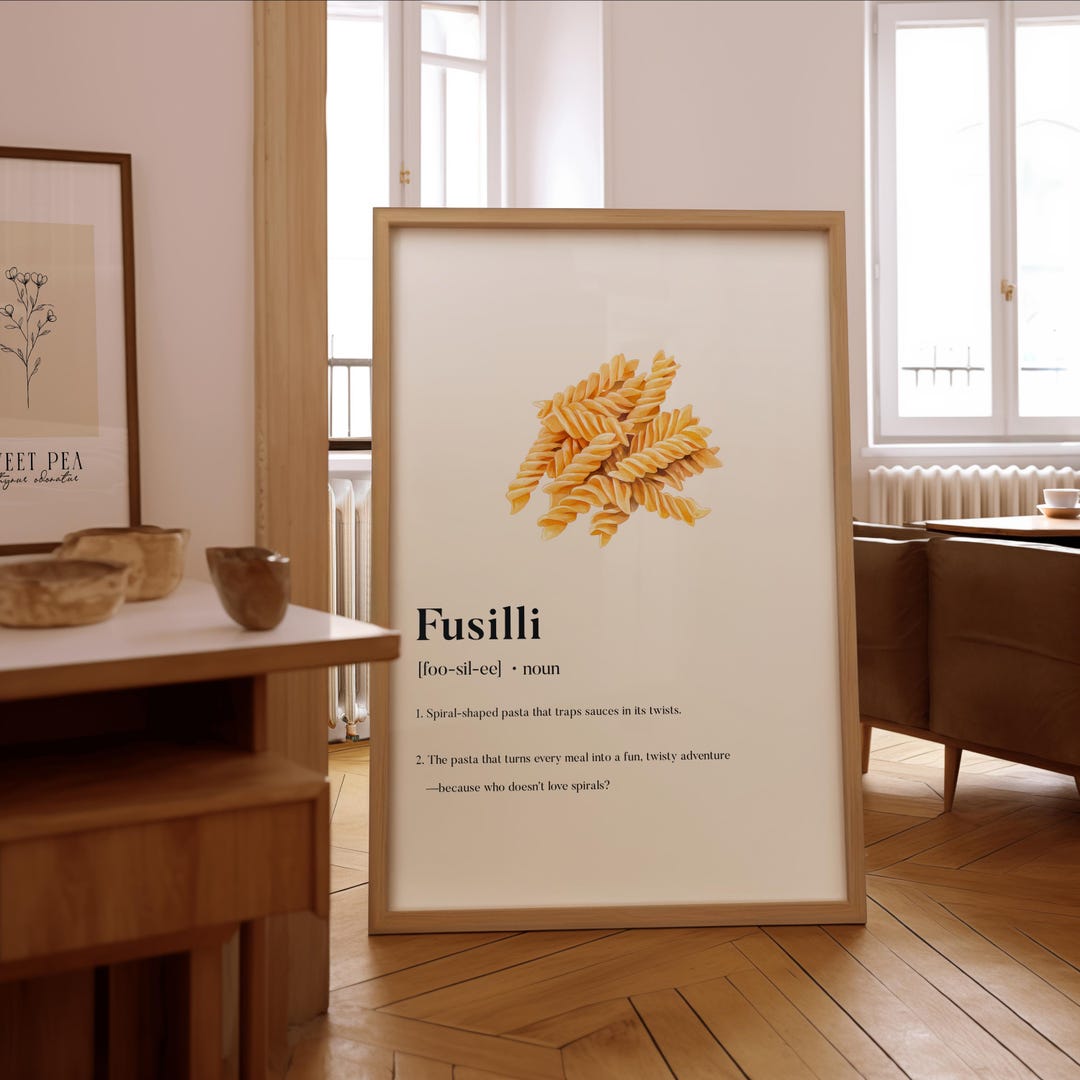 Fusilli Definition Print – Italian Kitchen Wall Art – Framed or ...