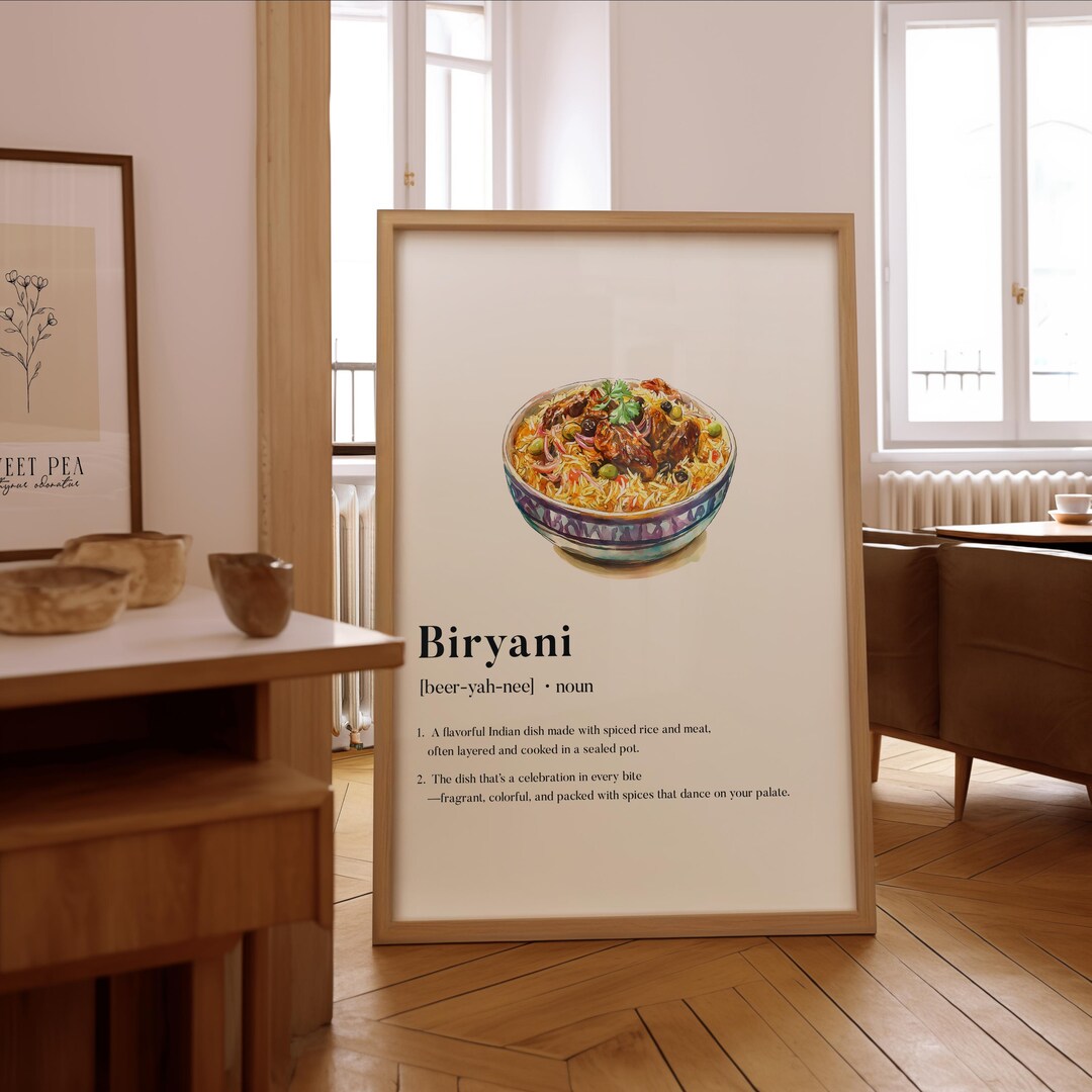 Biryani Definition Print – Gourmet Kitchen Wall Art – Framed or ...