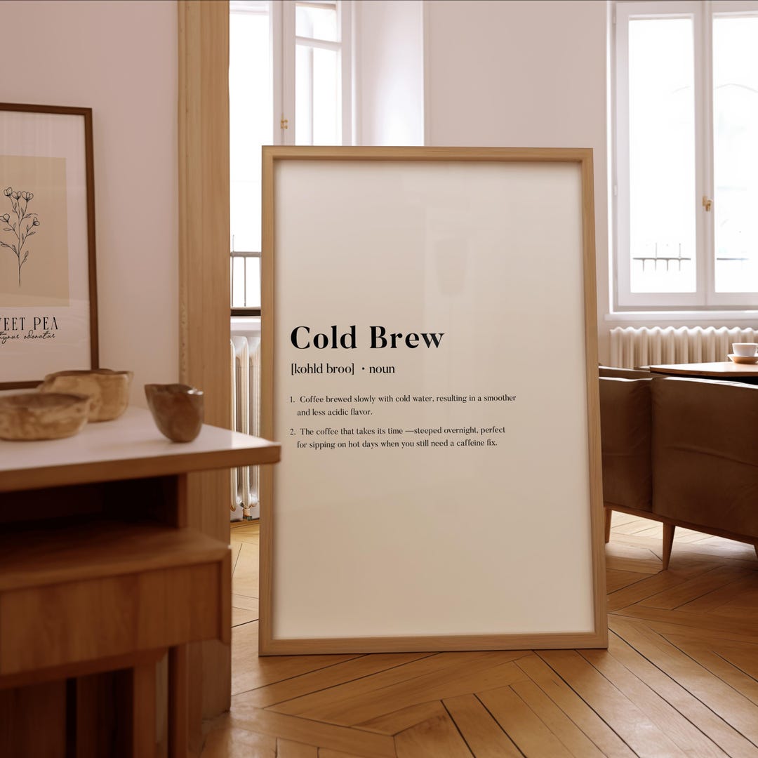 Cold Brew Definition Print – Minimalist Cafe Wall Art – Framed or ...