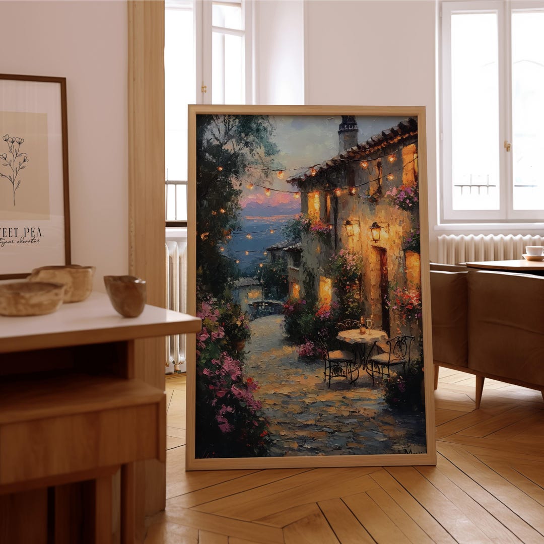 Impressionist Evening Street Scene Wall Art – Vintage Oil Painting ...