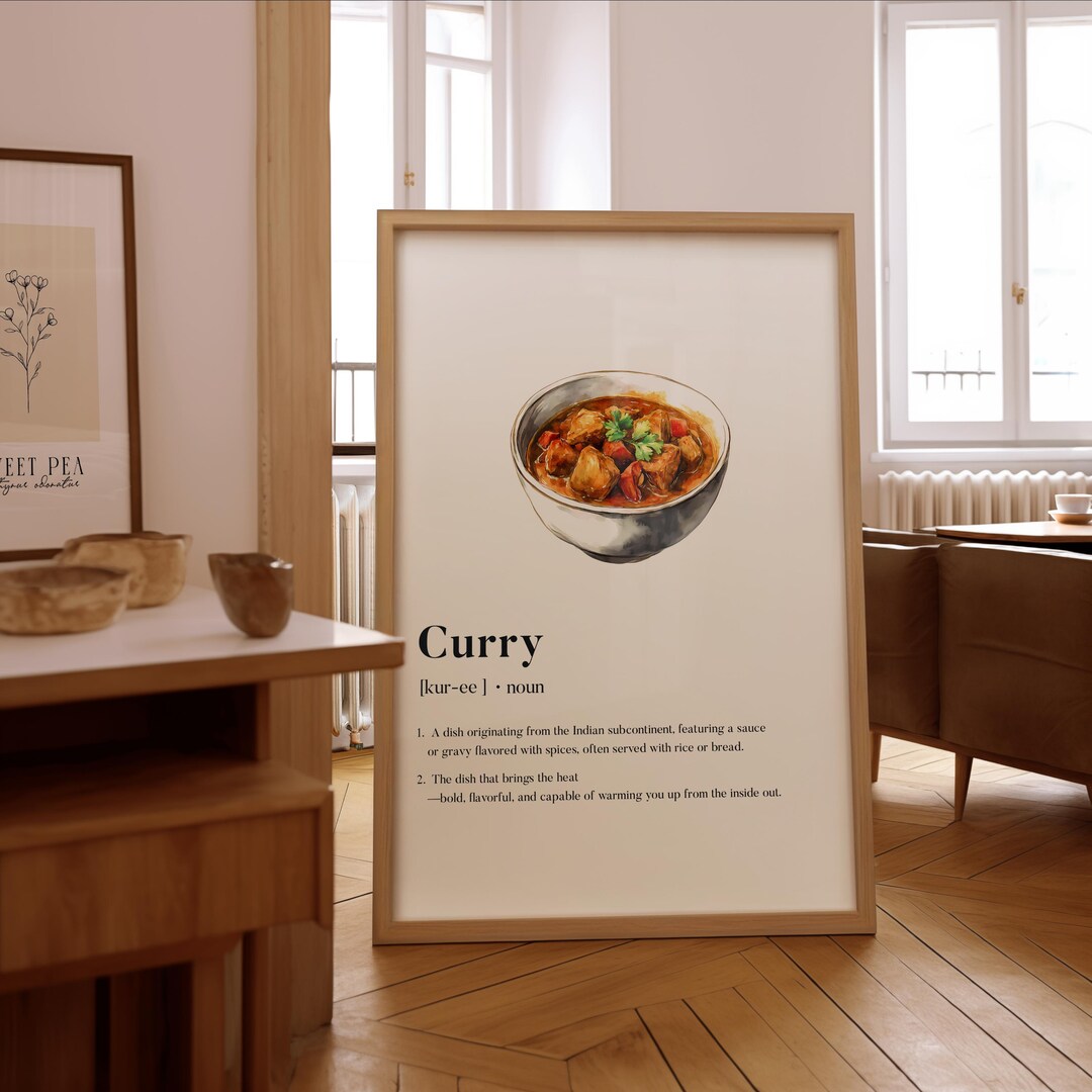 Curry Definition Print – Gourmet Kitchen Wall Art – Framed or Unframed ...