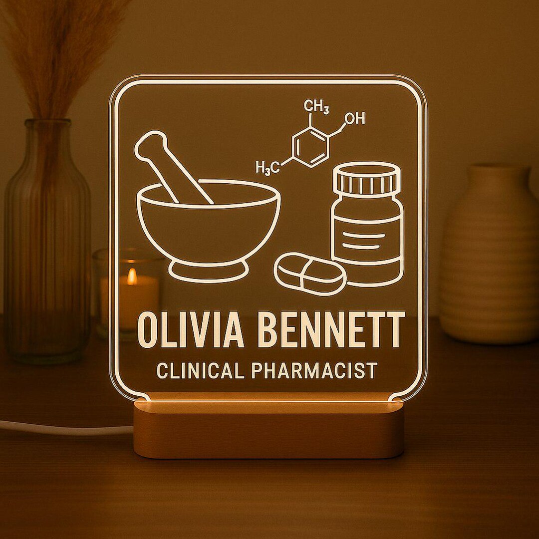 Clinical Pharmacist Custom Night Light Personalized LED Gift With Laser ...
