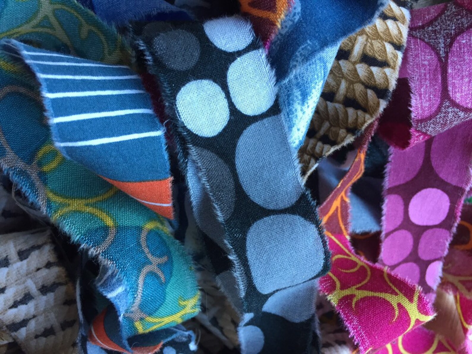 Rag Rug Fabric Strips 15 Yd Bold and Dark Colors Prints and - Etsy