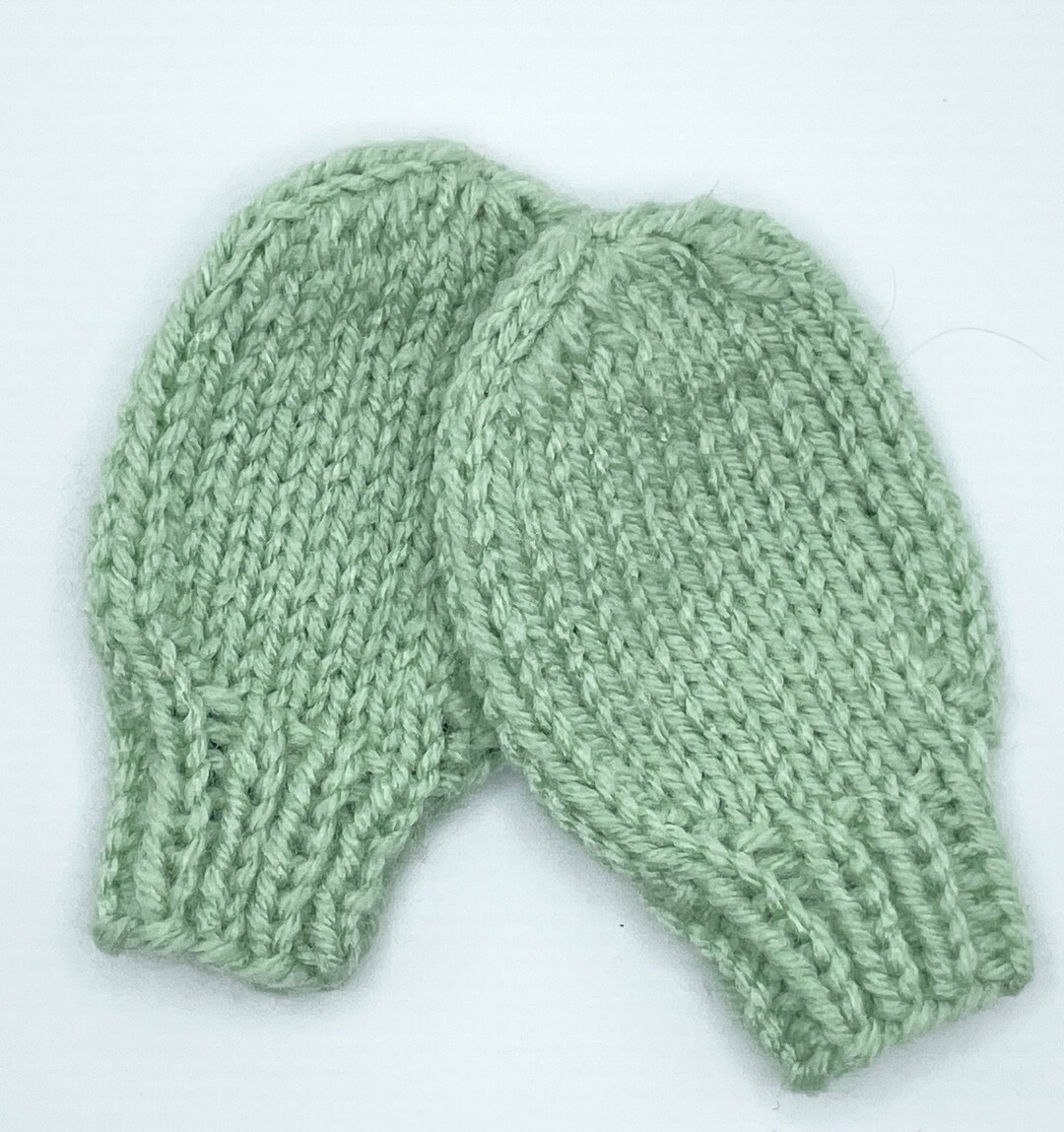 Green Baby Mittens, Thumbless Mittens, Infant Mittens, Hand Knitted ...