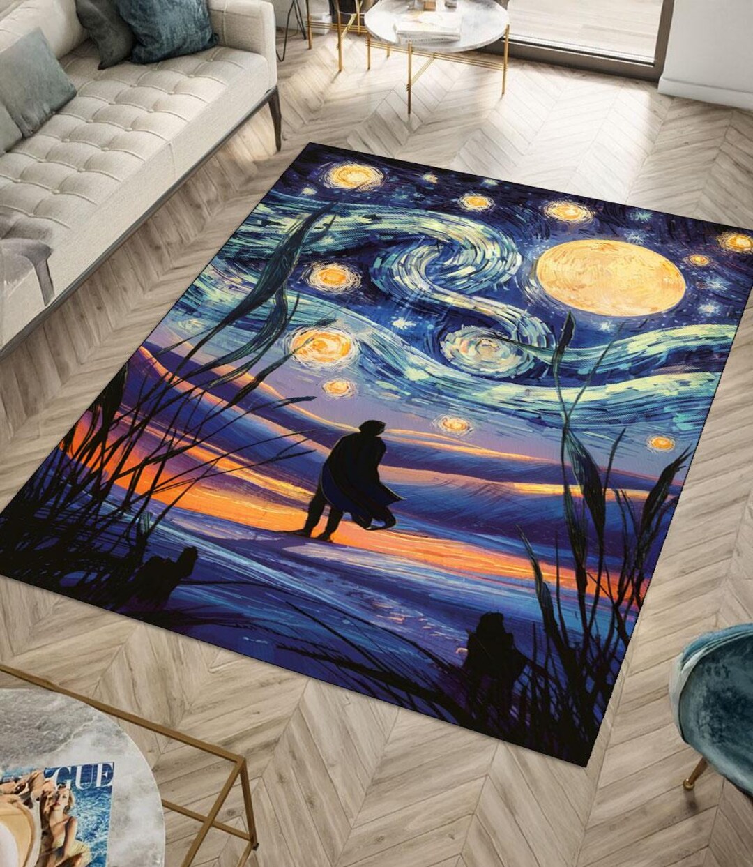 Van Gogh Starry Night Rug: Artistic Galaxy Home Decor - Etsy