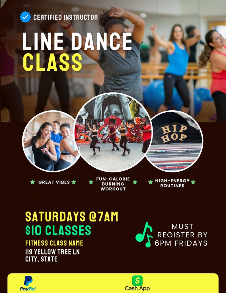 Line Dance Class Flyer: Editable Dance Party Template (canva, Digital ...