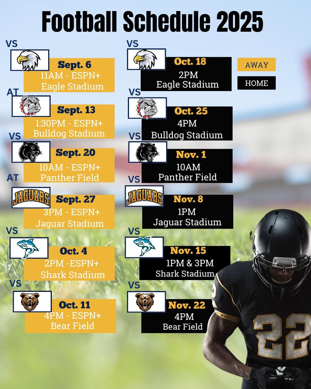 Editable Football Schedule Flyer: Canva Template, Printable Sports ...