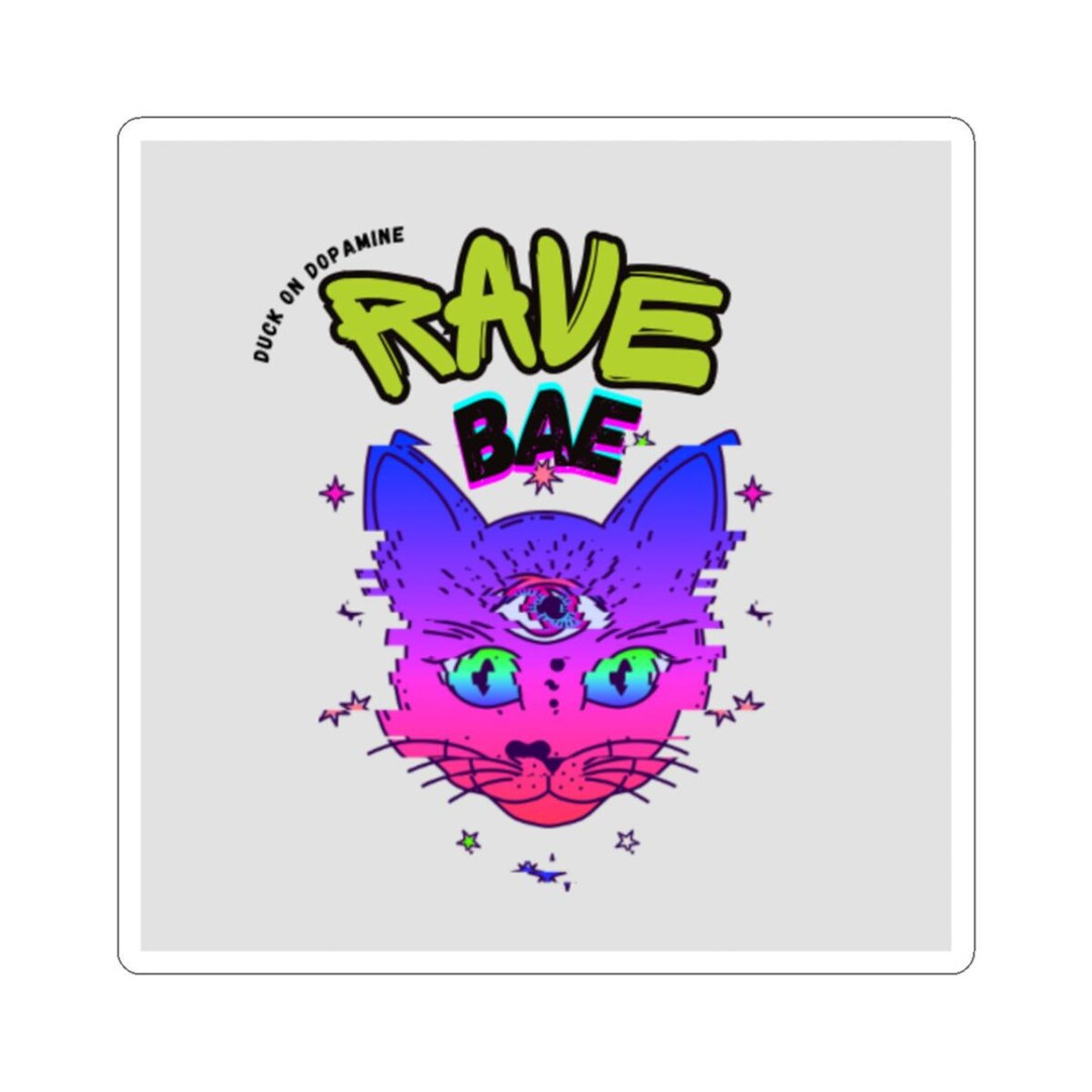 Rave Cat Stickers - Funky, Colorful Vinyl Decals for Rave Lovers, Party ...