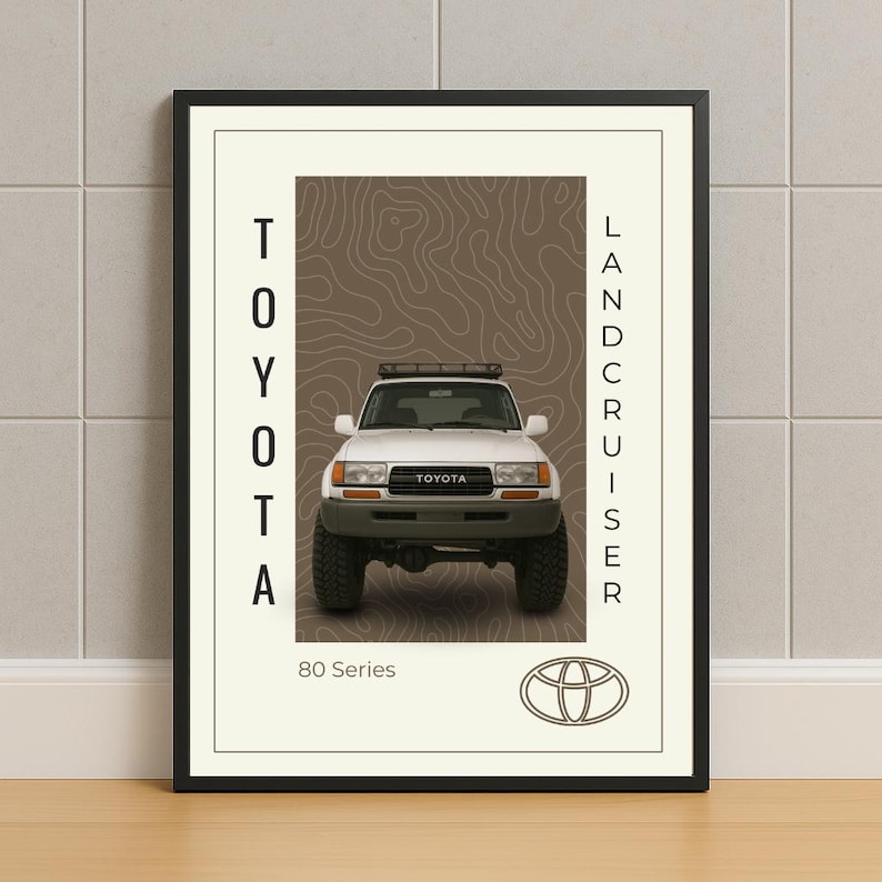 80 Series Land Cruiser Topography Poster Print | Minimalist Retro SUV ...