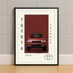 3rd Gen Toyota 4runner Minimalist Toppgraphy Poster – Sunfire Red ...