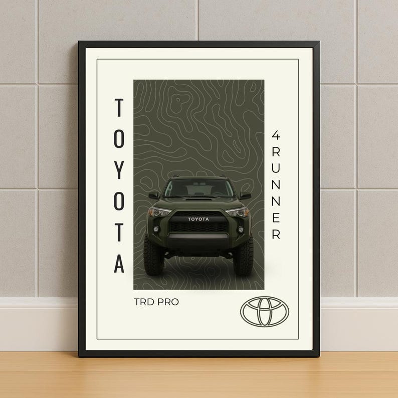 Army Green TRD Pro 4runner Minimalist Topography Poster | 5th Gen ...