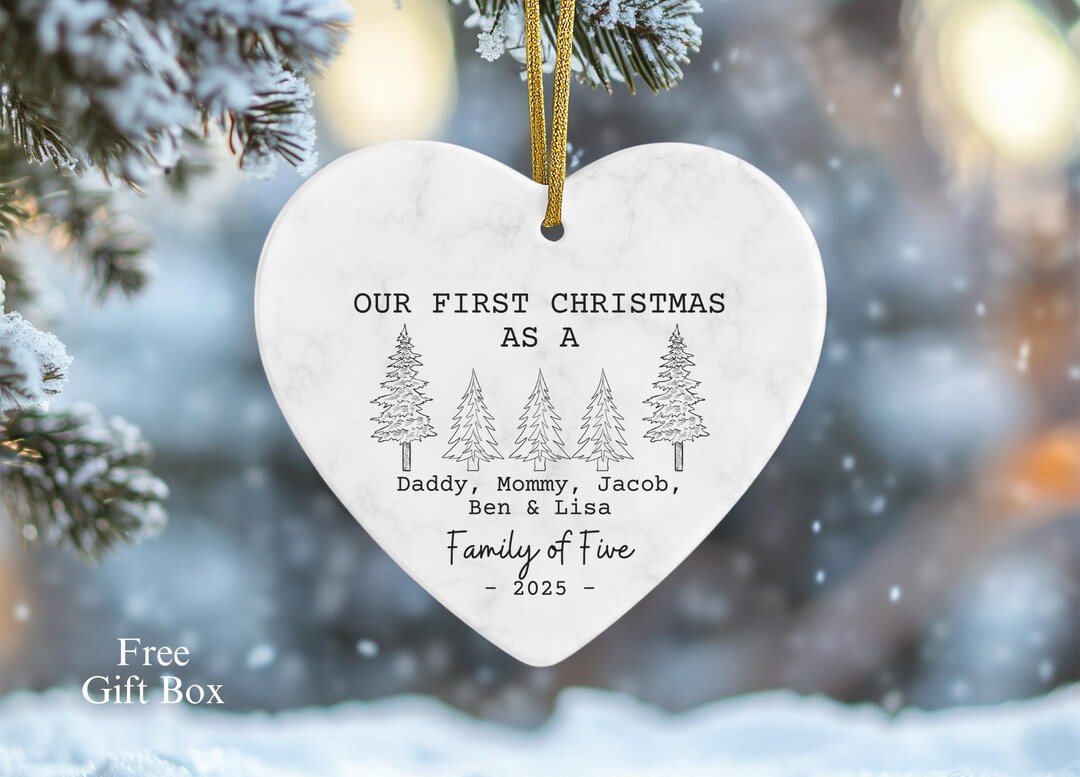 Family of Five Christmas Ornament, Personalized Our First Christmas ...