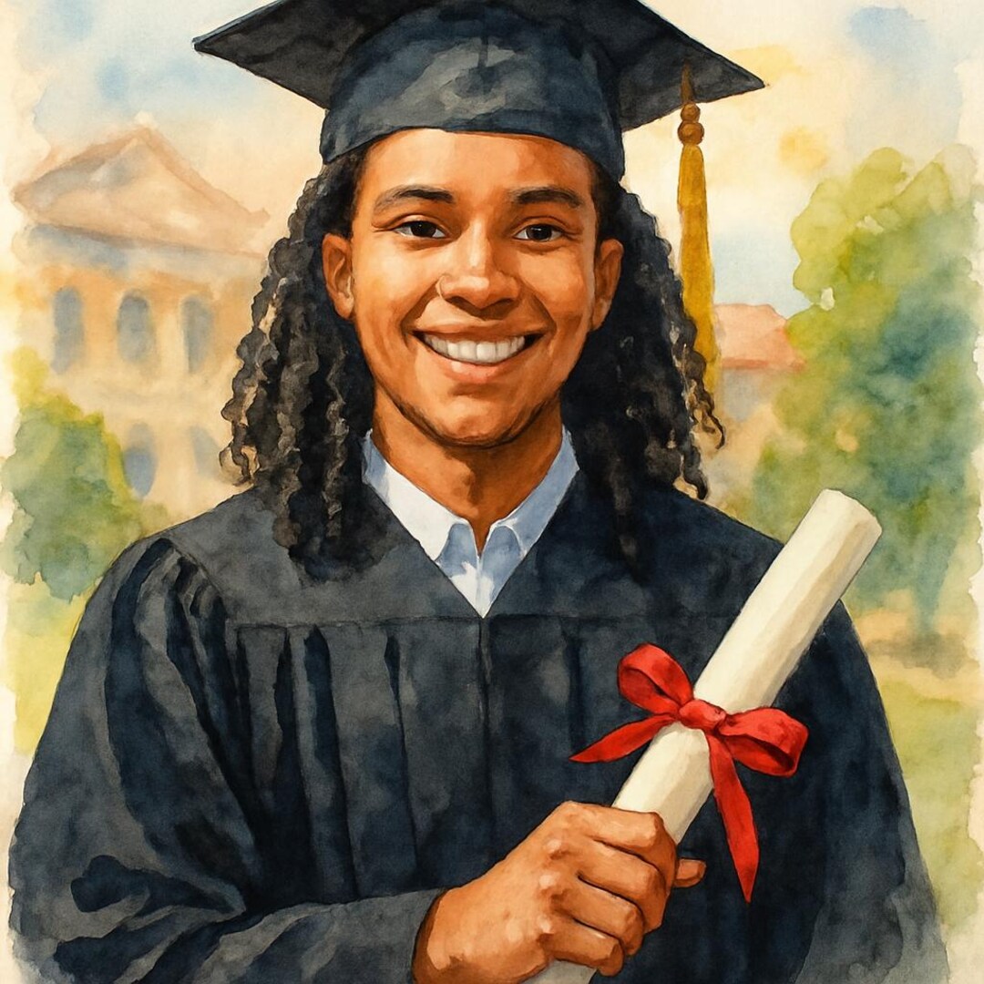 Custom Digital Watercolor Graduation Painting - Etsy