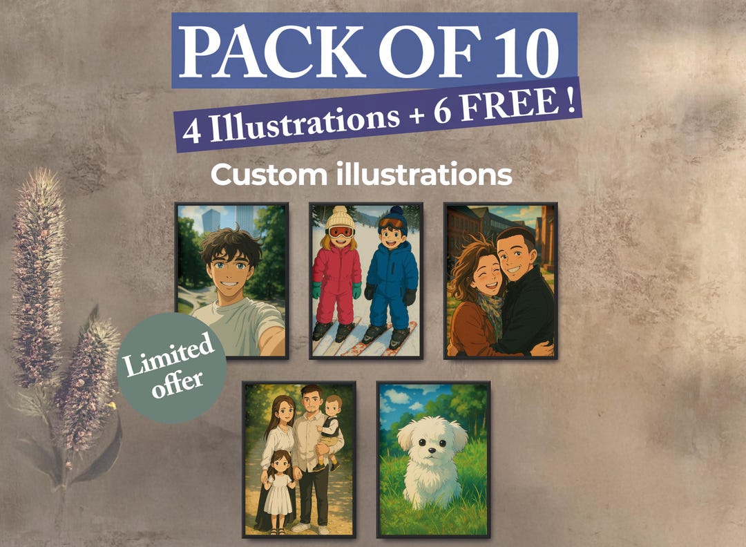 Pack of 10 Custom Portraits From Photos • Personalized Portrait Pack ...