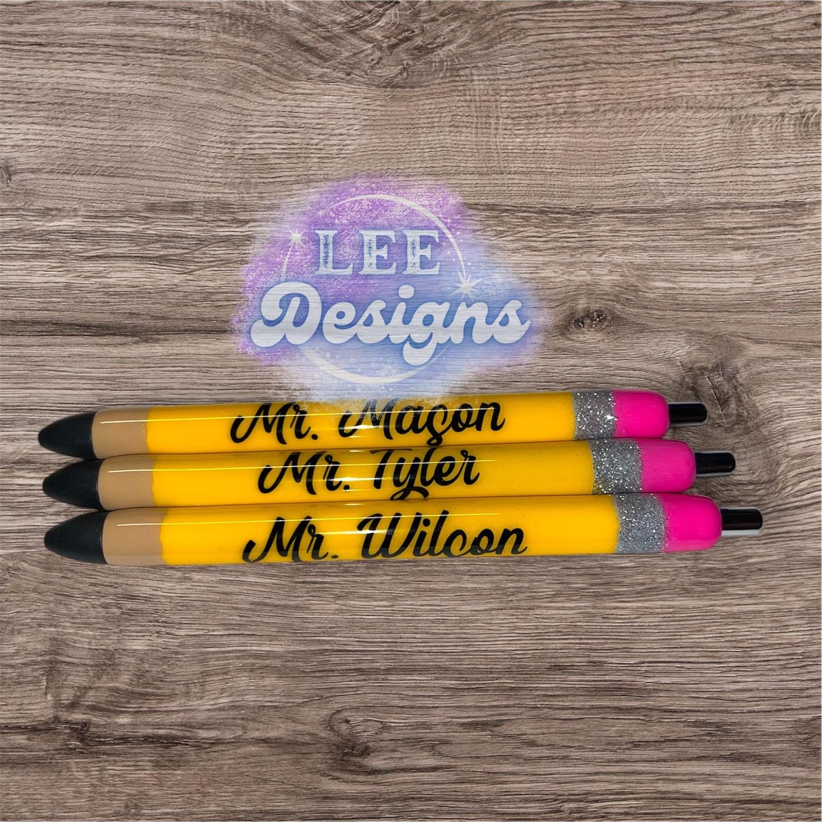Personalized Pencil Pen Refillable Epoxy Glitter Pen Black Ink Popular ...