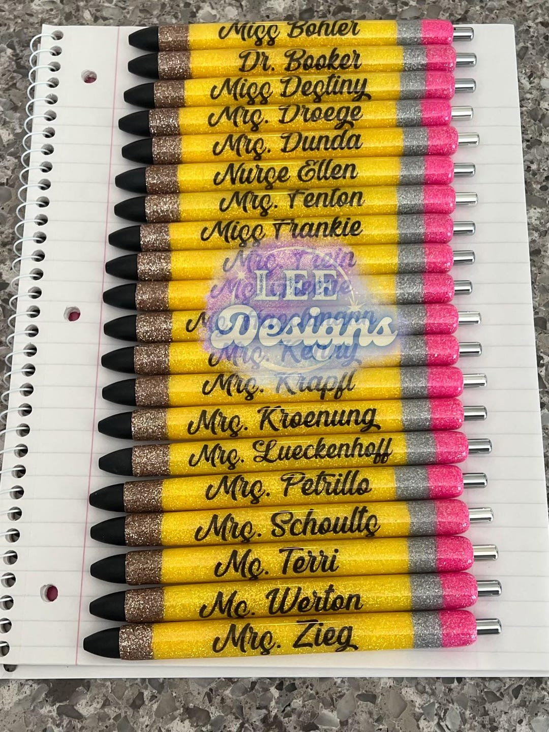 Personalized Pencil Pen Refillable Epoxy Glitter Pen Black Ink Popular ...