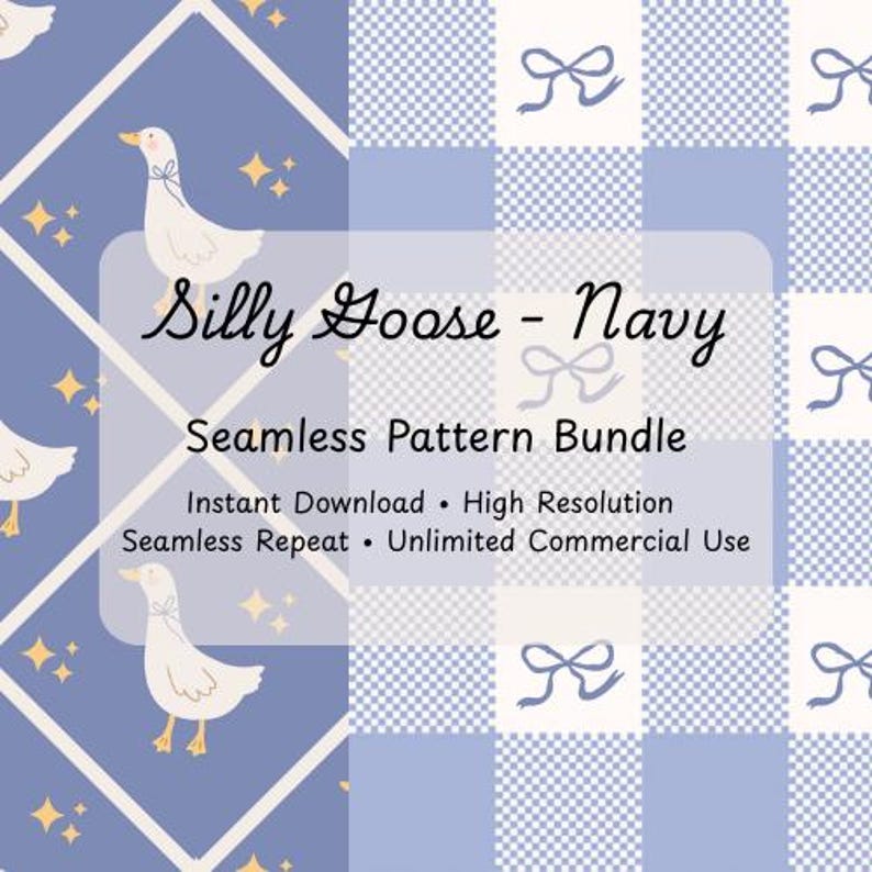 Silly Goose Seamless Navy Bundle - Bamboo, Baby Boutique, Gingham Ducks ...