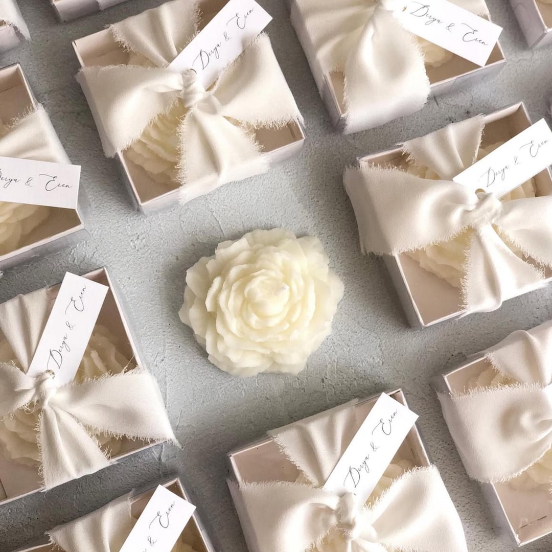 Personalized Rose Flower Candles: Wedding Decor, Bridal Shower Gift - Etsy