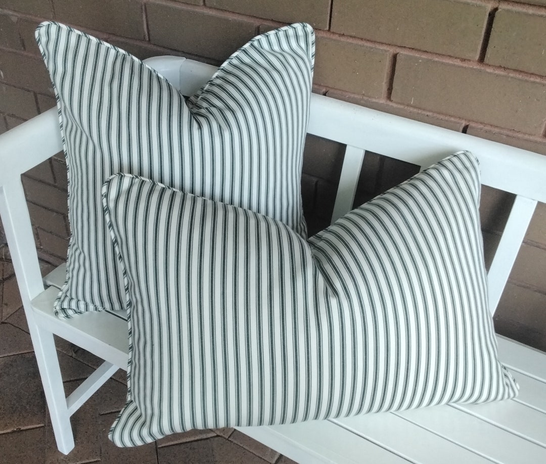 Green Ticking Cushion Cover - Etsy
