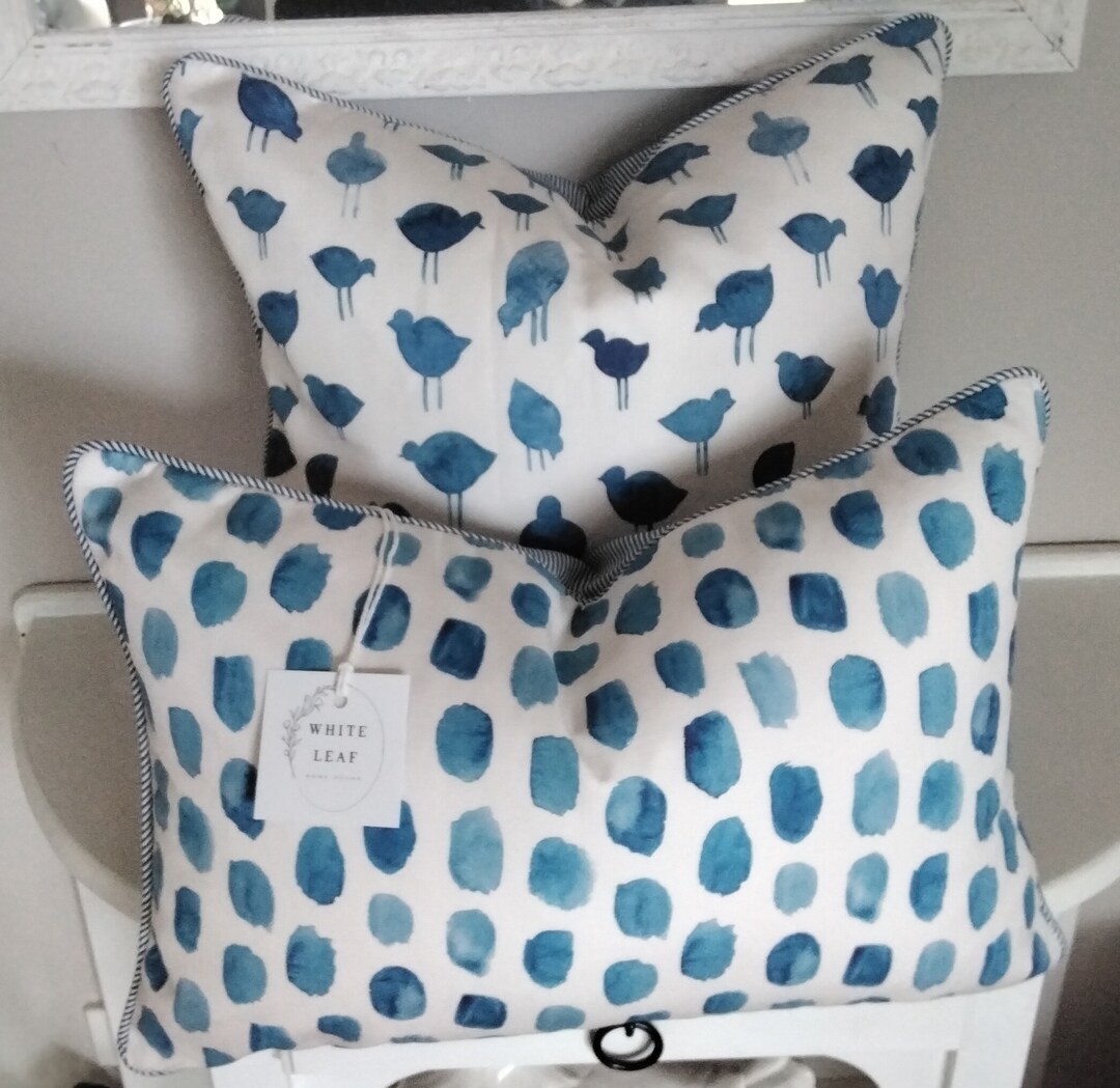 Watercolour Blue and White Abstract Cushion Cover, Hamptons Cushion ...