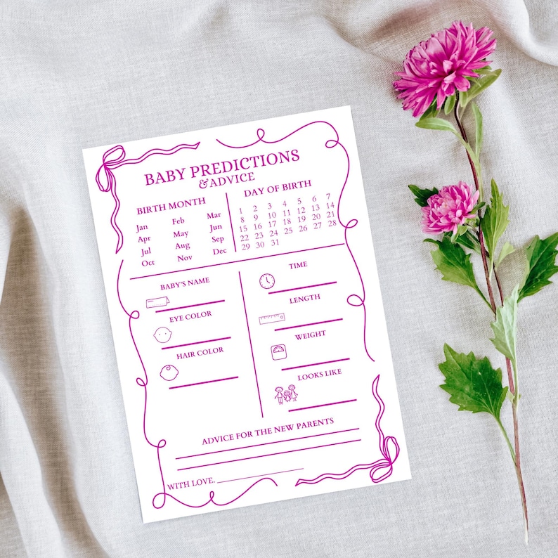 Baby Prediction Game Printable - Baby Shower Game, Fun Baby Shower ...