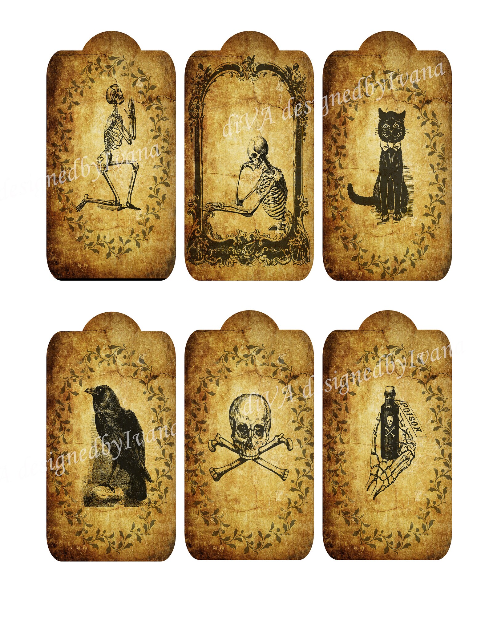 Gothic Tags Printable, Gift Tags, Vintage Tags, Digital Download ...