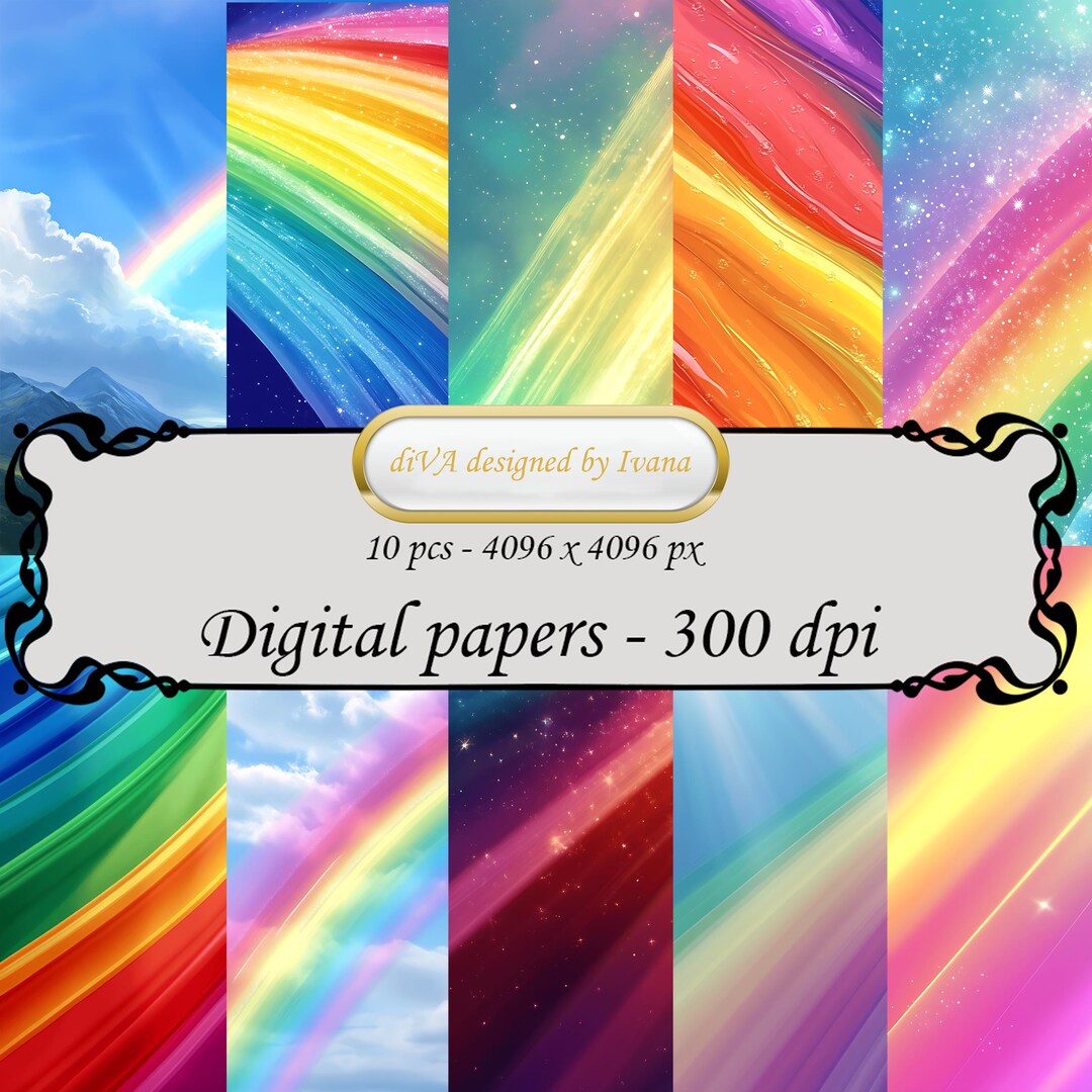 Rainbow Background, Digital Paper, Texture , Scrapbooking Paper ...