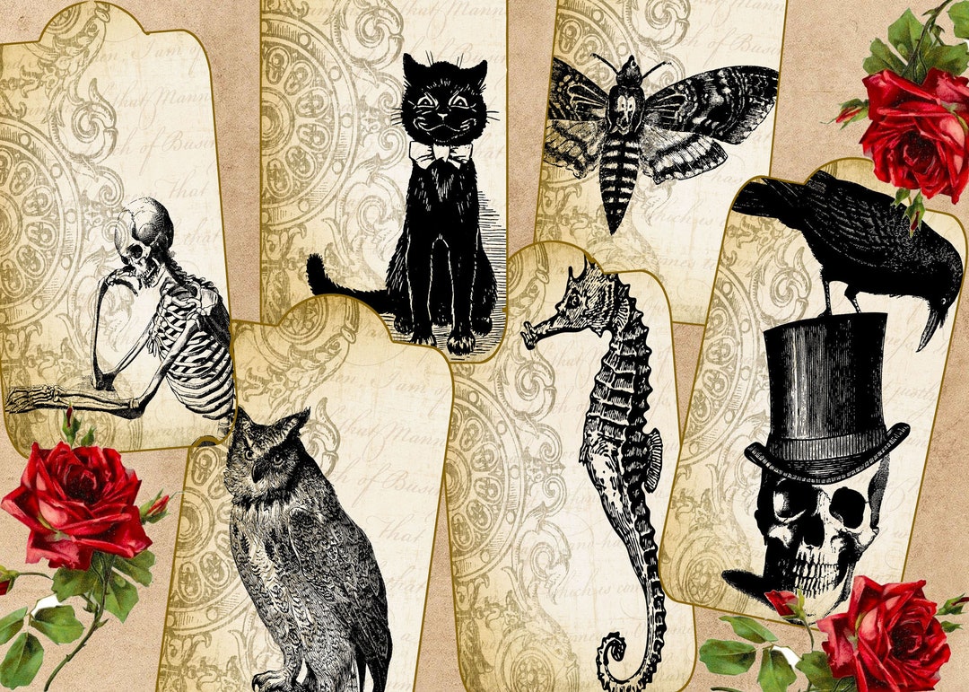 Gothic Tags Printable, Gift Tags, Vintage Tags, Digital Download ...