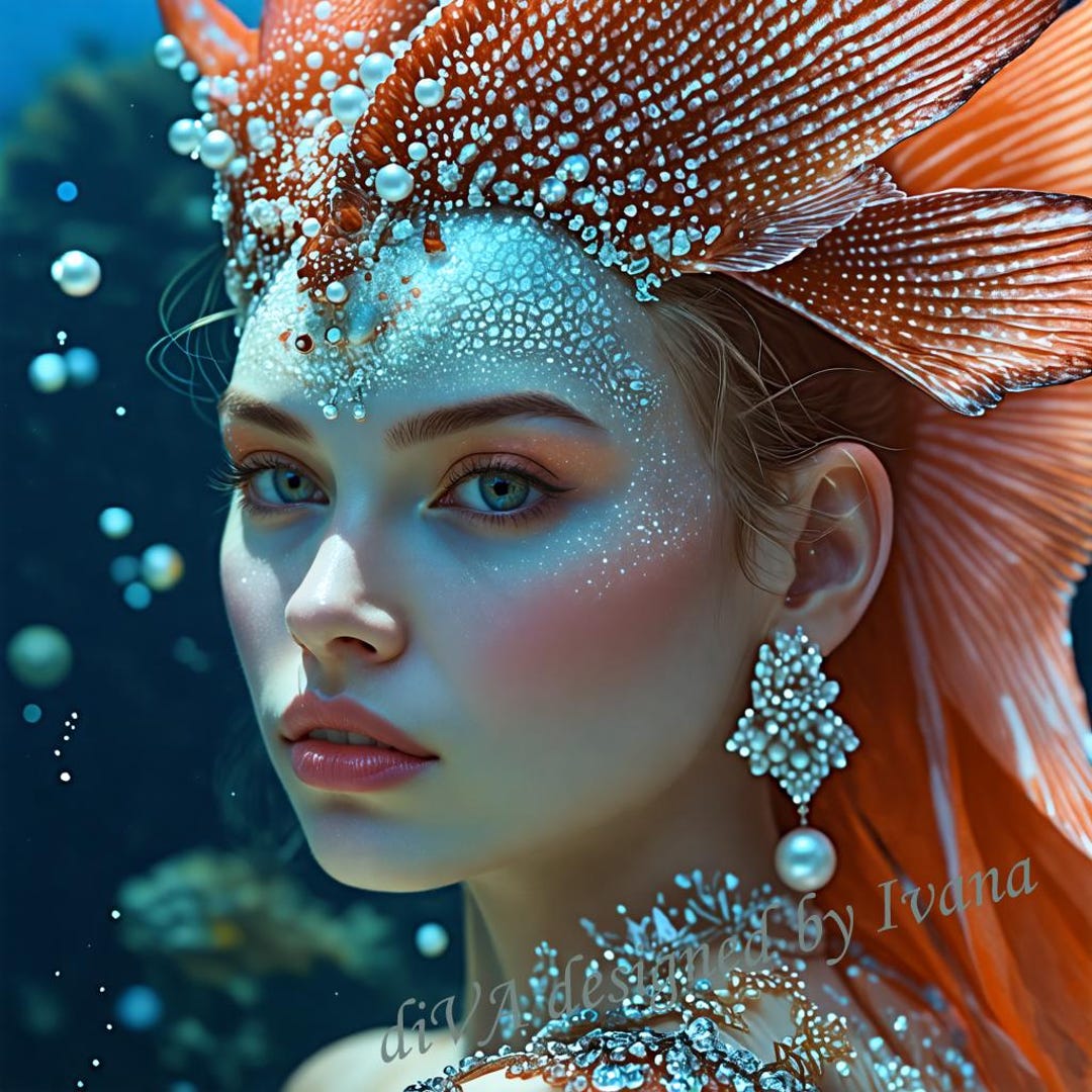 Fish Princess Art Print, Fantasy Home Decor (digital Download) - Etsy