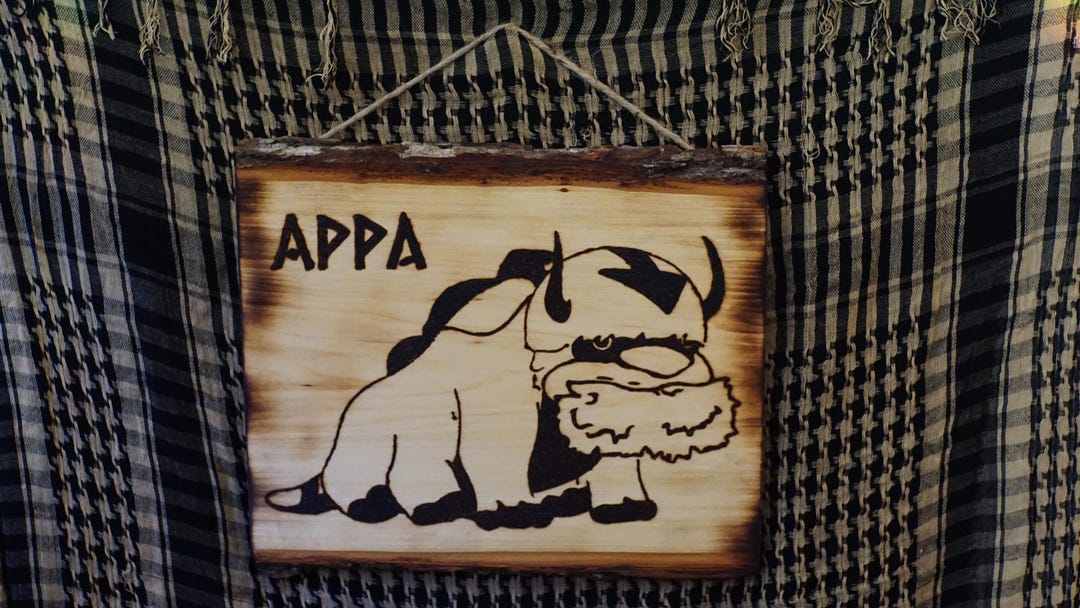 Handmade Appa Wood Plaque • Avatar Inspired Pyrography Art - Etsy