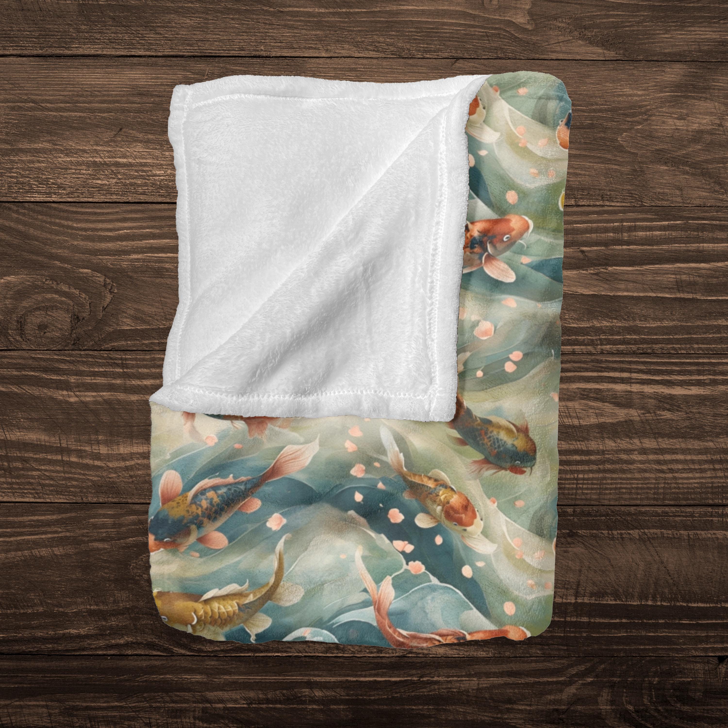 Colorful Koi Fish Plush Blanket| Cozy Throw for Home | Gift for Fish ...