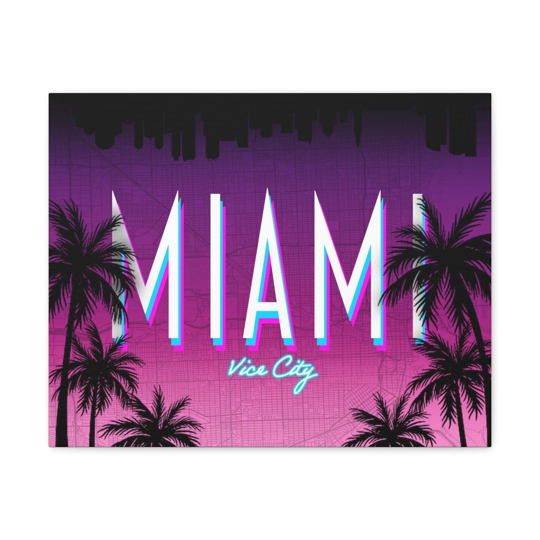 Miami Vice City Canvas Gallery Wraps, Tropical Wall Art, Beach House ...