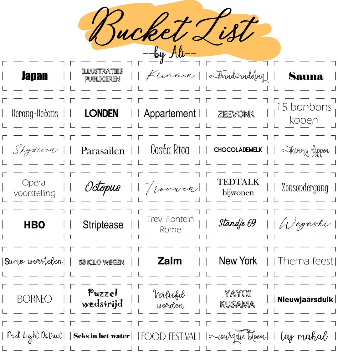 Digital Bucketlist / 99 Things / to Do List / Planner / Scratch off ...