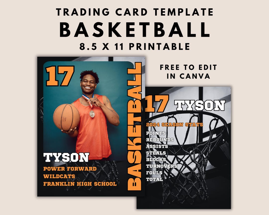 Basketball Trading Card Template Custom Trading Card Printing Sports ...