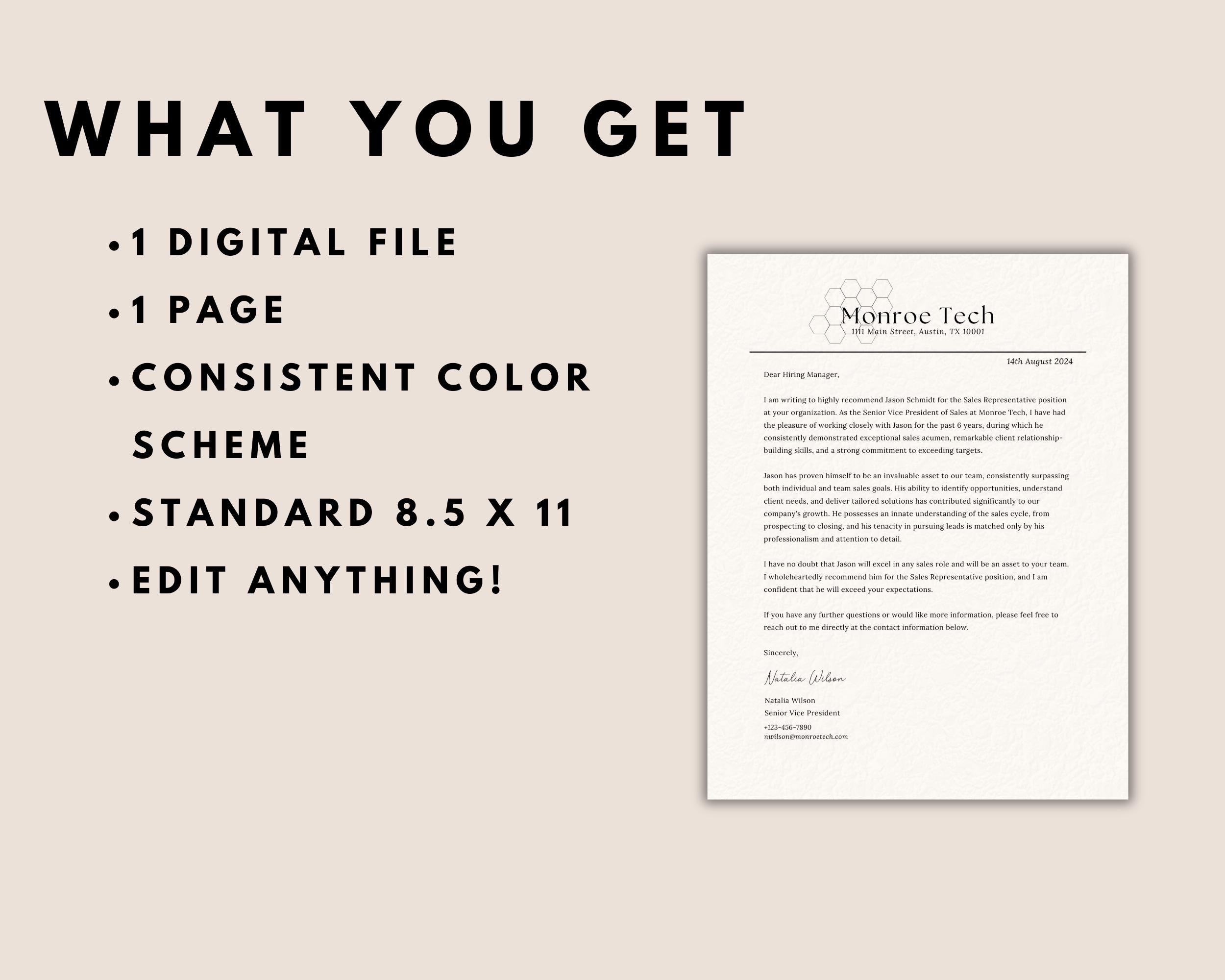 Letter of Recommendation Template Customizable Professional ...