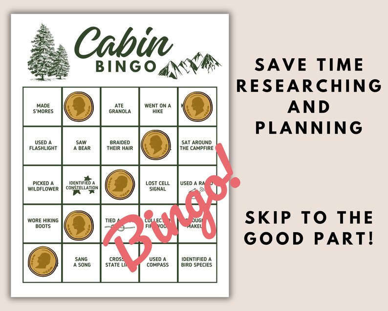 Cabin Trip Printable Games Summer Camp Bingo Girls Trip Camp Scavenger ...