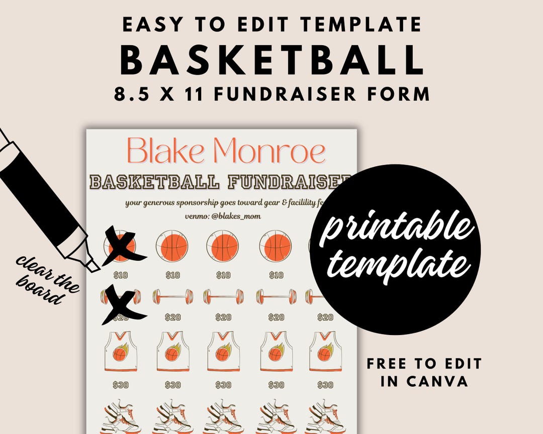 Basketball Fundraiser Template Clear the Board Fundraising Sports Team ...
