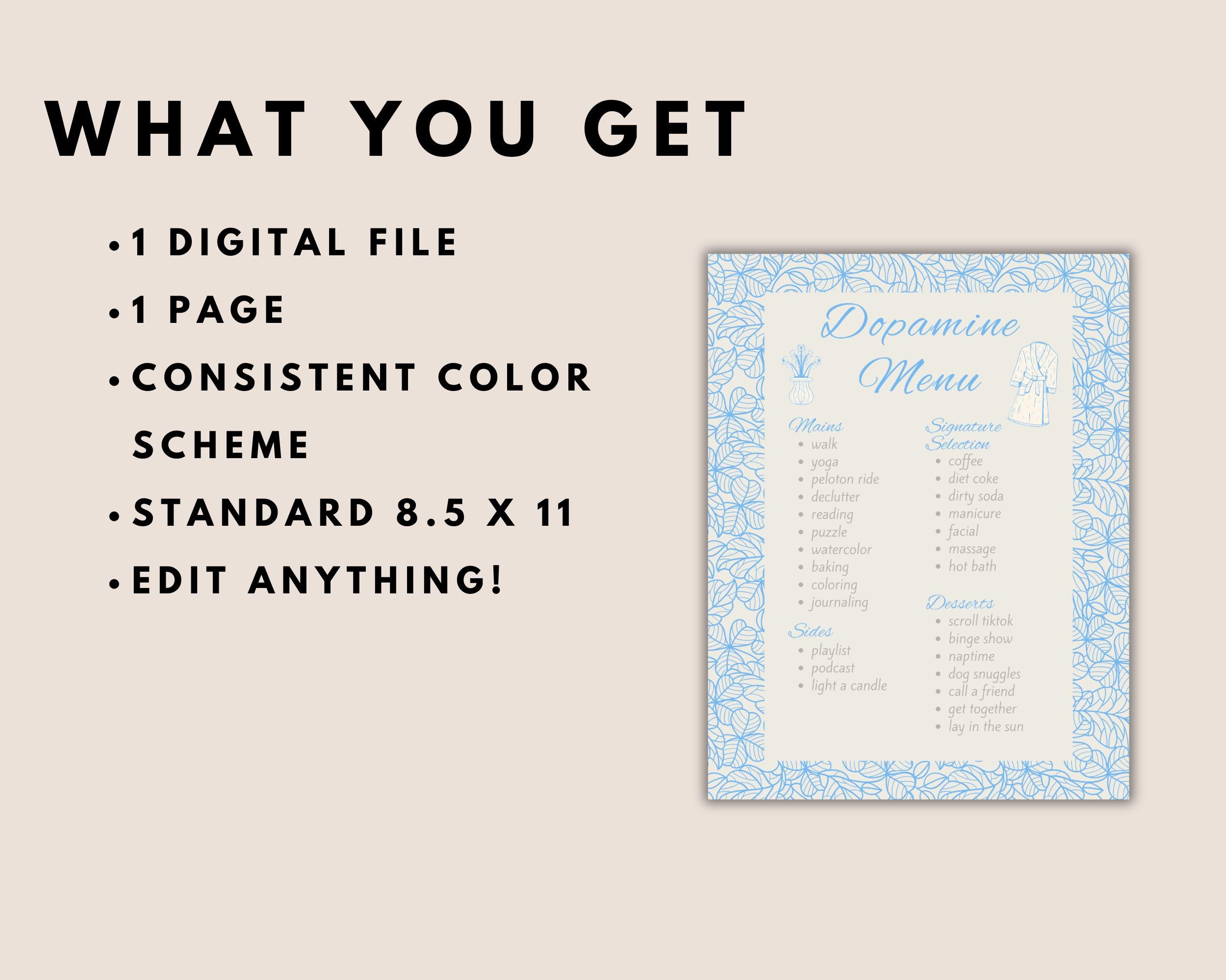 Dopamine Menu Happiness Planner ADHD Menu Mental Health Executive ...