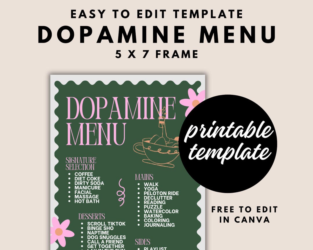 Dopamine Menu Happiness Planner ADHD Menu Mental Health Executive ...