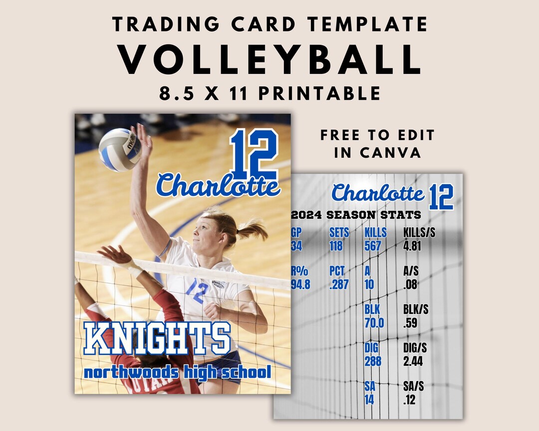 Volleyball Trading Card Template Custom Trading Card Printing Sports ...
