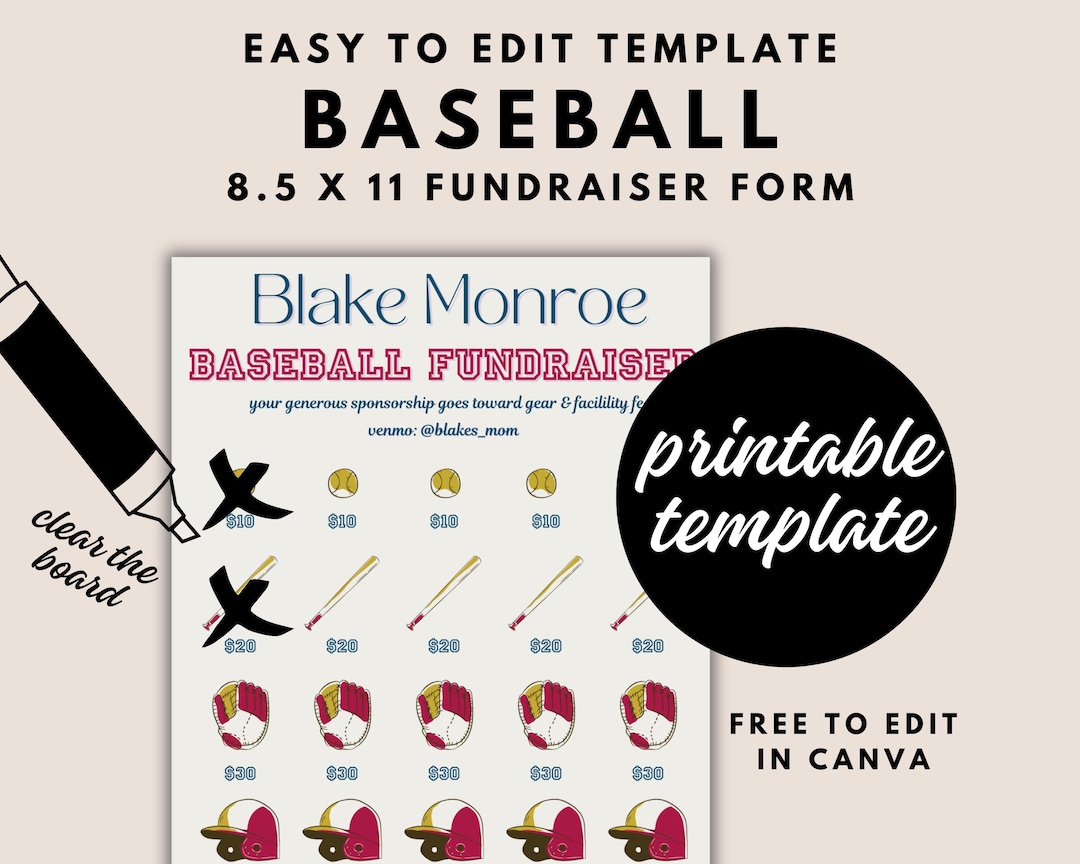 Baseball Fundraiser Template Clear the Board Fundraising Sports Team ...