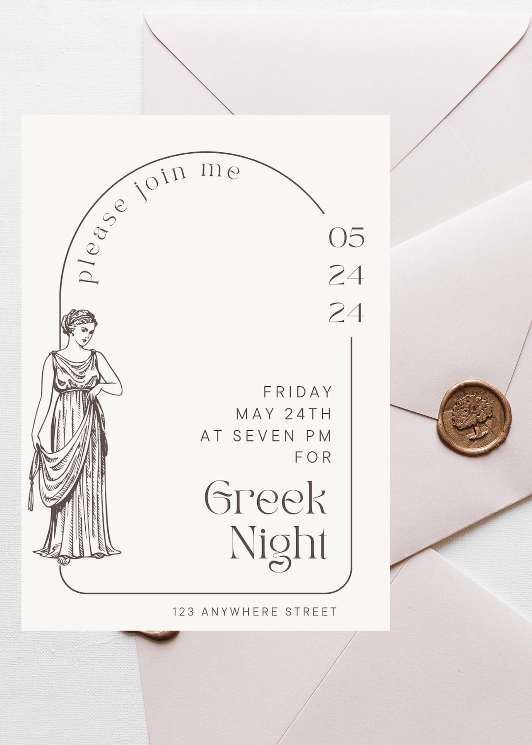 Greek Dinner Party - Dinner Invitation - Greek Theme Invite - Etsy
