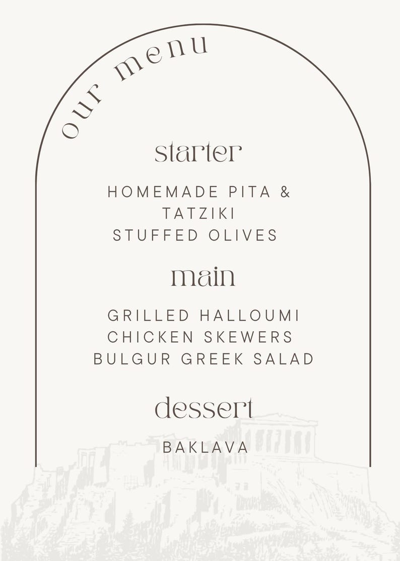 Greek Night Dinner Invitation Template - Etsy